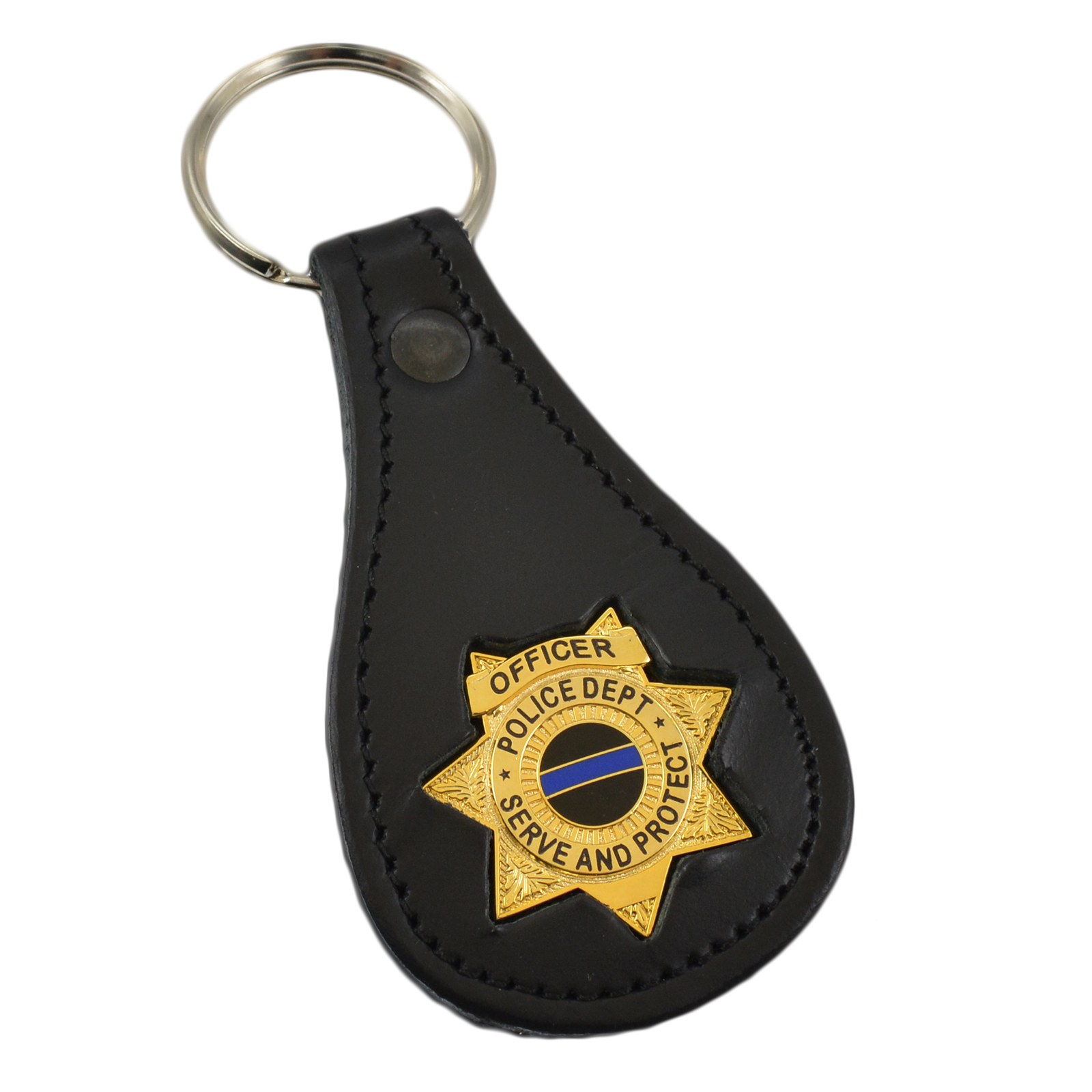 7 Point Star Police Mini Badge Leather Key Ring | Police 5 Point Star ...