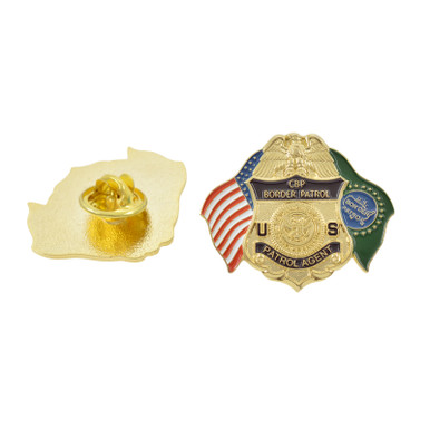 DHS CBP Border Patrol Mini Badge Lapel Pin with USA DHS Flags