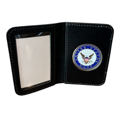 U S Navy Leather Military ID Card Holder | Navy Medallion ID Case