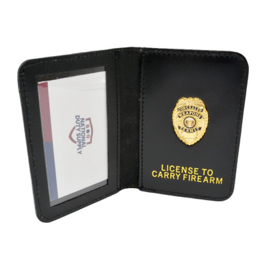License to carry Firearm Wallet with Concealed Carry Mini Badge