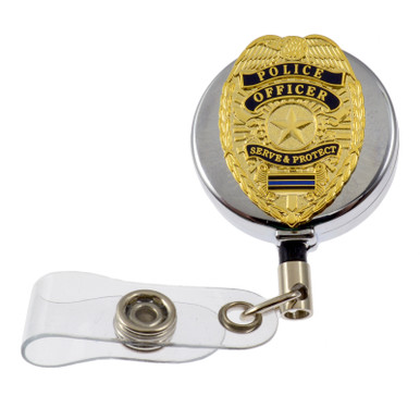 Police Officer Badge Reel | Police Retractable ID Holder | Thin Blue ...