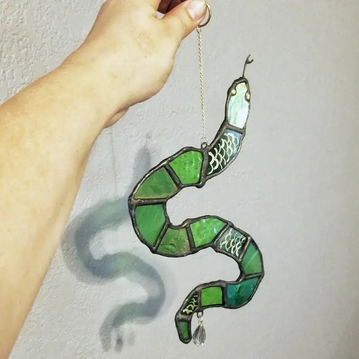 Lost and Found Jewelry Snake Stained Glass Hanging - BUNKER