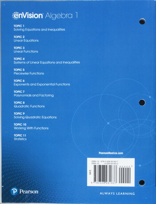 enVision Algebra 1 2018 Student Companion