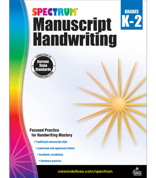Spectrum Manuscript Handwriting Workbook Grade K-2 eBook