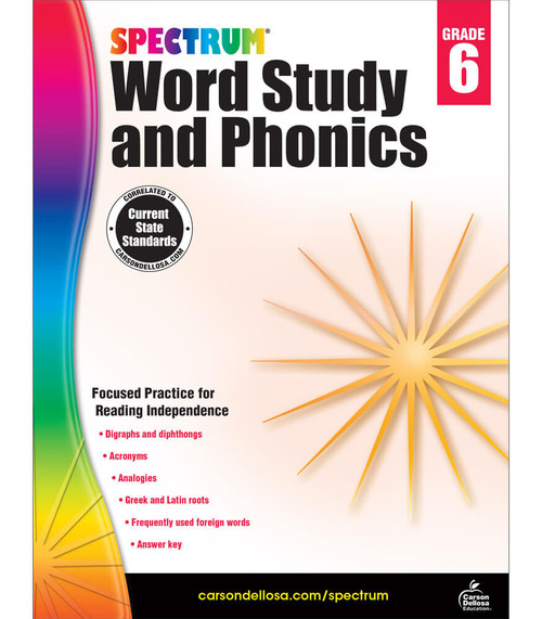 Spectrum Word Study and Phonics Workbook Grade 6