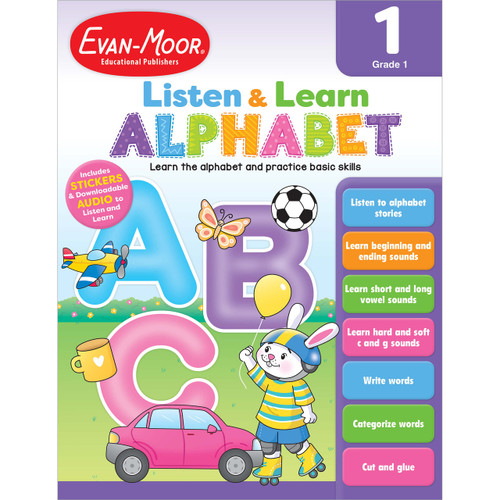 Evan Moor Listen and Learn Alphabet Activity Book for Grade 1