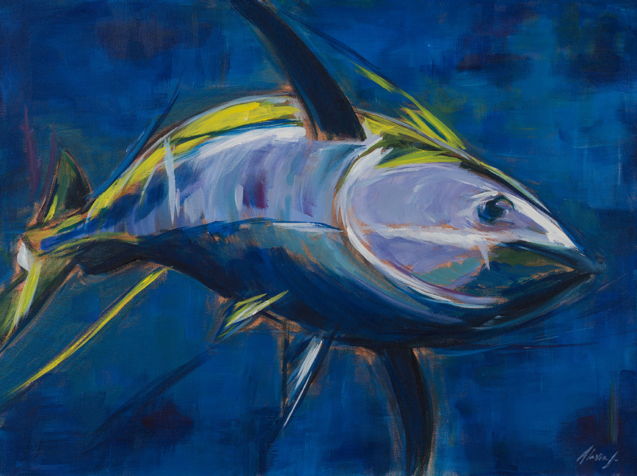 Yellow Fin Tuna - Original Acrylic Painting - Hooked for Life