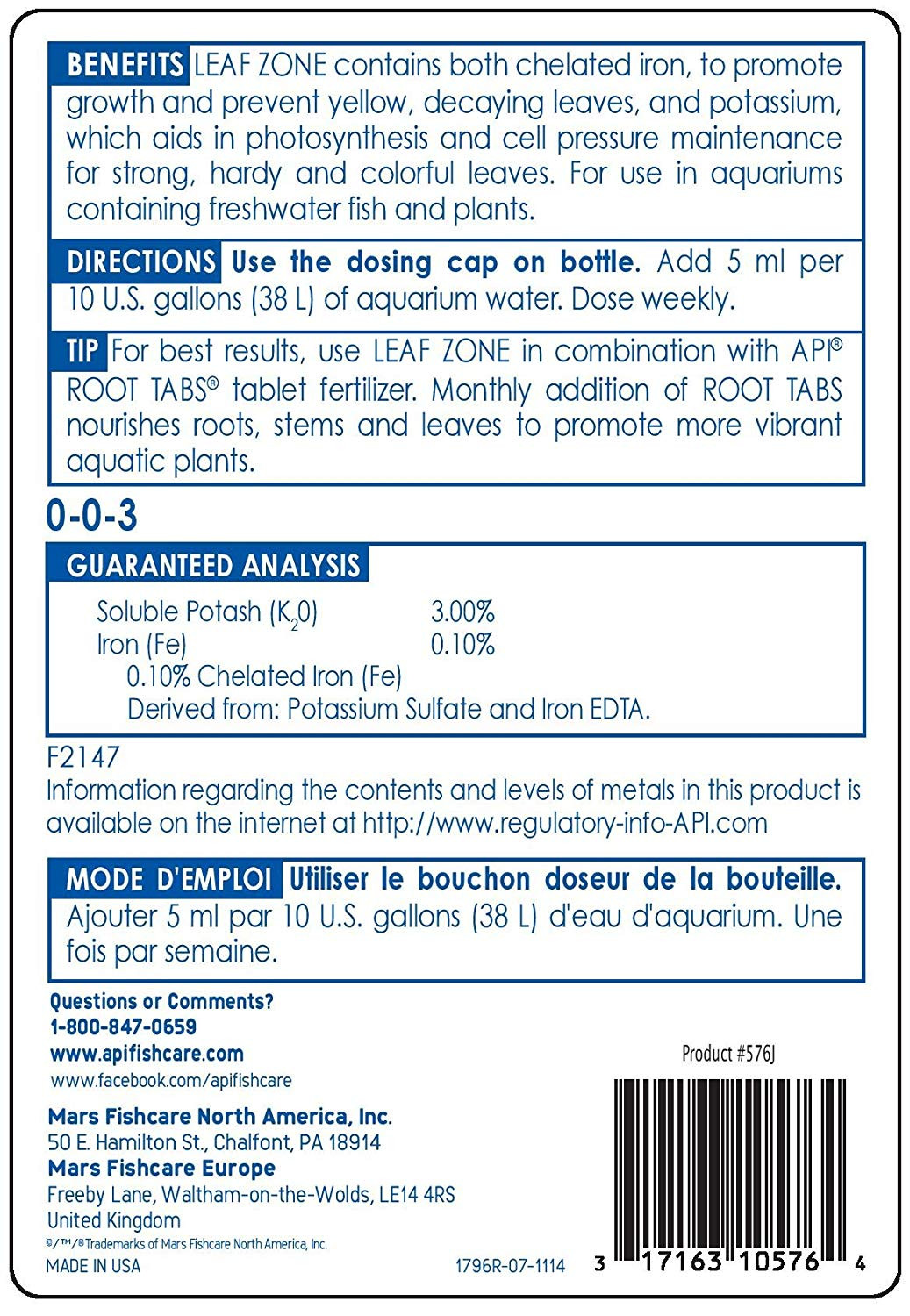 API Leaf Zone Aquarium Plant Food Supplement 16 Ounces ...