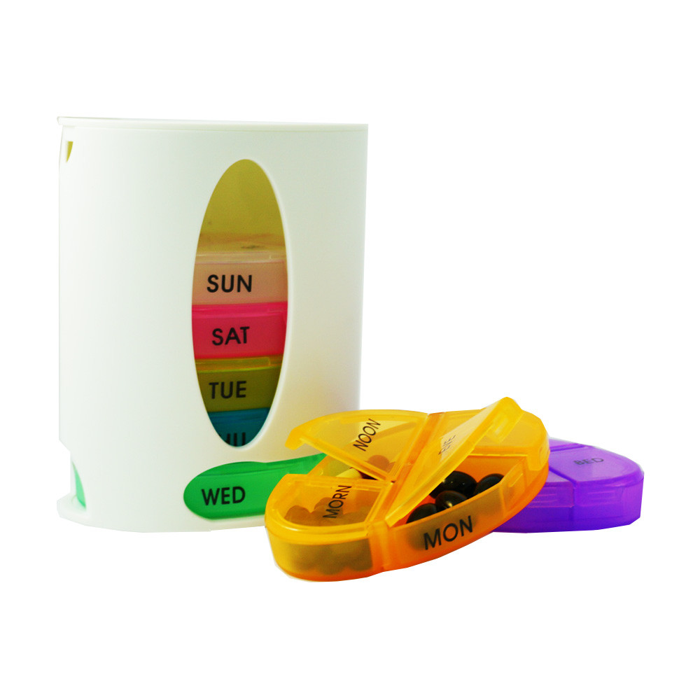 Pill Organizer Weekly with 7 Stackable Compartments, Tower Pill Case 4 ...