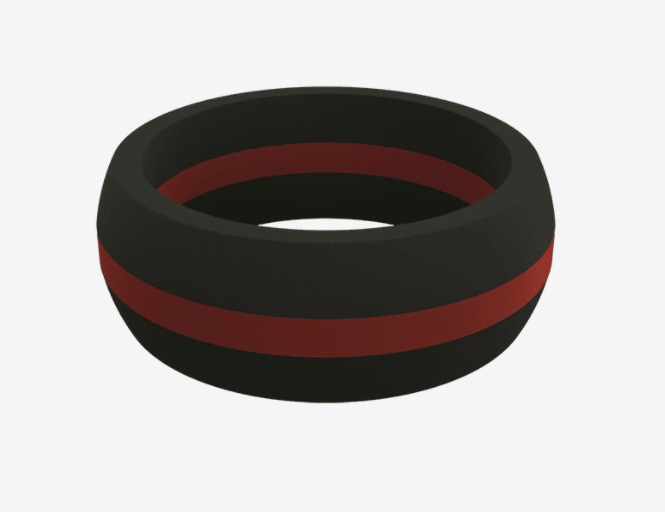 QALO Men's Police Thin Red Line Silicone Ring