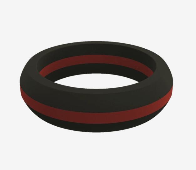 QALO Women's Police Thin Red Line Silicone Ring