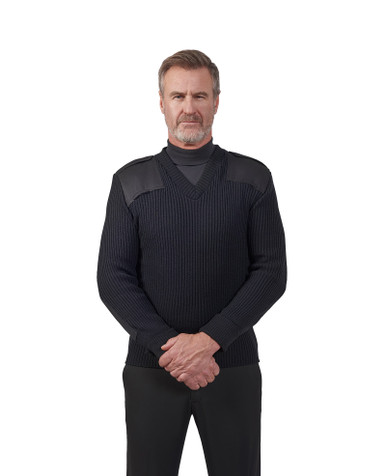 Cobmex 8082 V-Neck Rib Commando Sweater with Velcro Epaulets, Shoulder ...