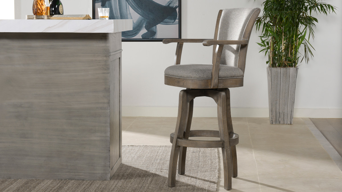 Williams 31” Swivel Bar Stool with Armrests, Heathered Grey - Jennifer ...
