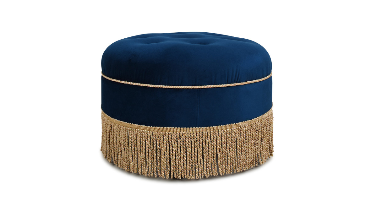Yolanda 24" Round Upholstered Accent Ottoman, Navy Blue - Jennifer ...