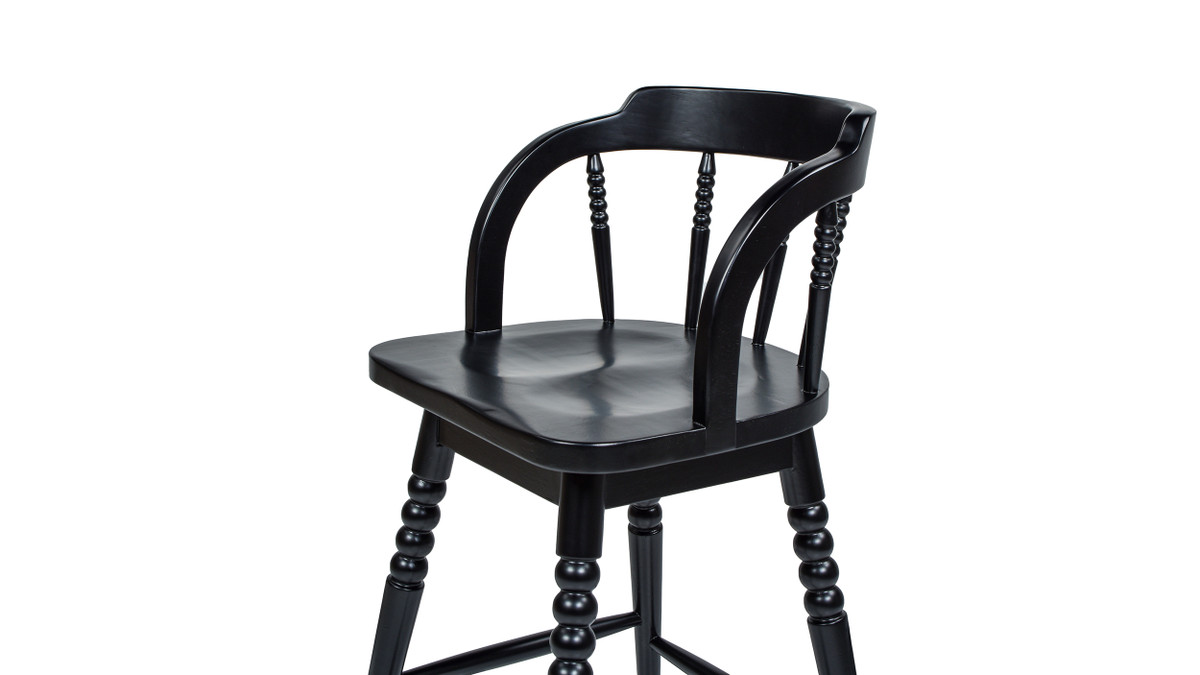 Breda 25.5" Turned Bubble Spindle Low-Back Wood Counter Stool, Black ...