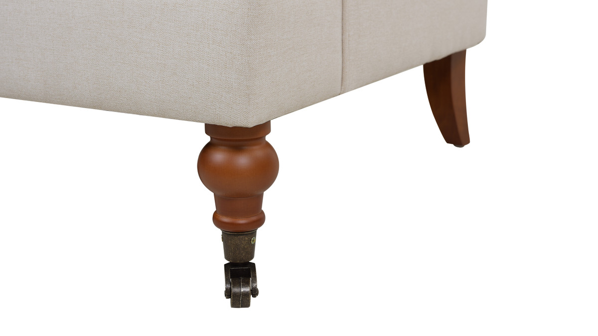 Alana 38" Lawson Accent Arm Chair Metal Casters, Sky Neutral Beige ...