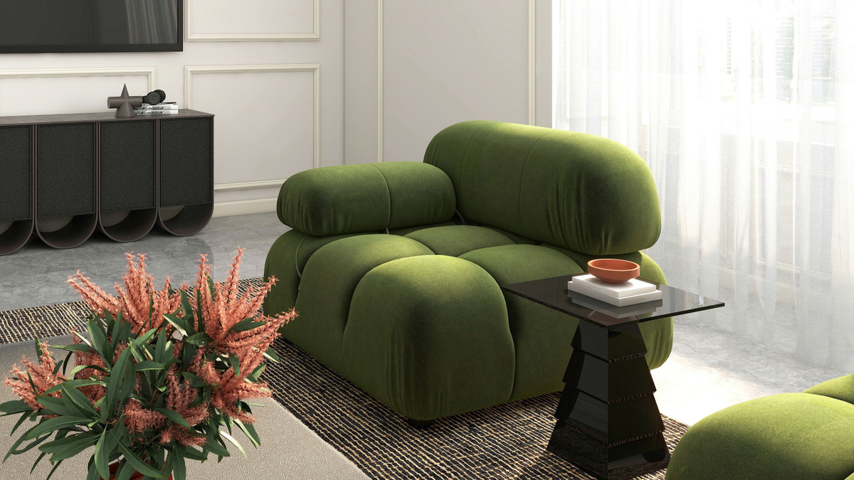 Marcel 36" Bubble Modular Modern Lounge Arm Chair, Olive Green ...
