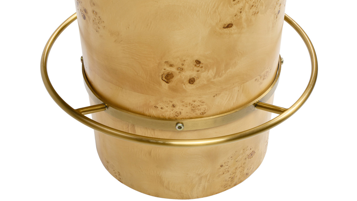 Nebula 26" Backless Round Upholstered Counter Stool with Burl Wood ...