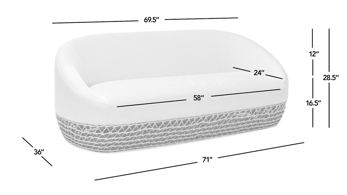 Willow 71" Upholstered Woven Patio Deep Seating Sofa, Wheat Beige ...