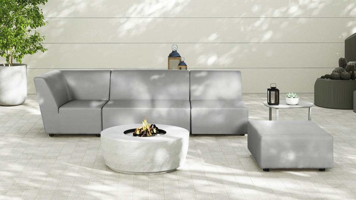 Cleo 140" 4pc Modular Upholstered Deep Seating Patio Sectional Sofa ...