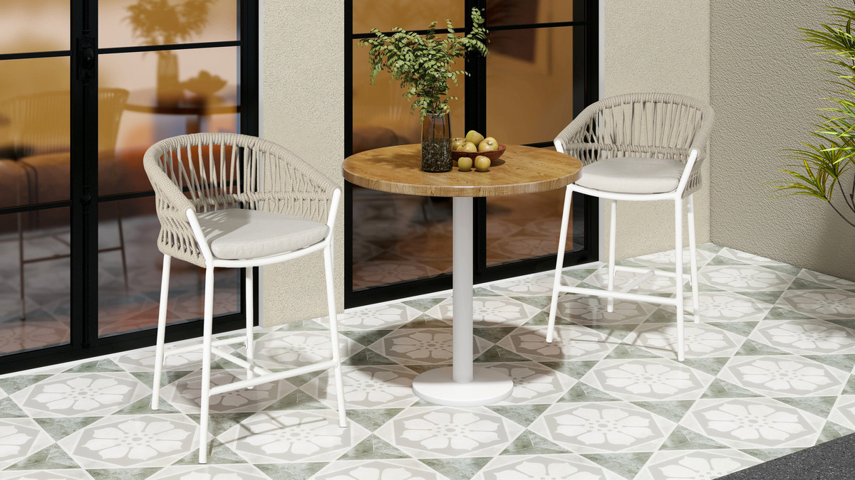 Maiden 27" Set of 2 Patio Counter Stool, Wheat Beige - Jennifer Taylor Home
