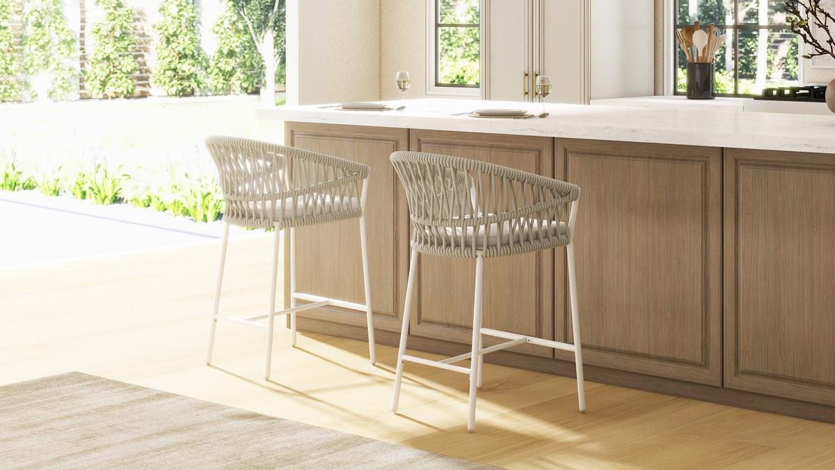 Maiden 27" Set of 2 Patio Counter Stool, Wheat Beige - Jennifer Taylor Home
