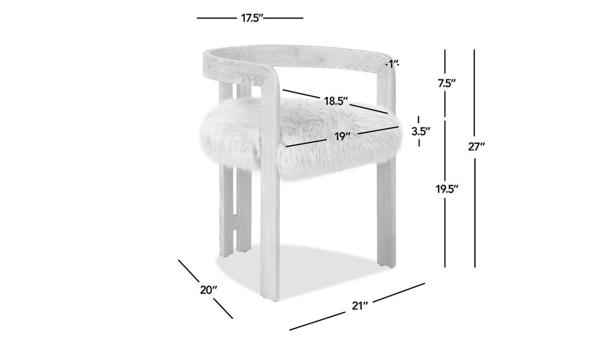 Millwick 21" Low Back Genuine Fur Dining Chair, Natural Blonde ...