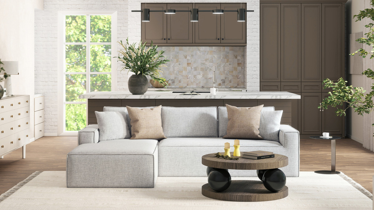 Brenley 110.5" LAF Sofa-in-a-Box Sectional Sofa, Ash Gray - Jennifer ...