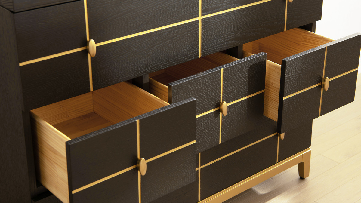 Kingsly 42" Contemporary Glam Storage Chest, Espresso Black - Jennifer ...