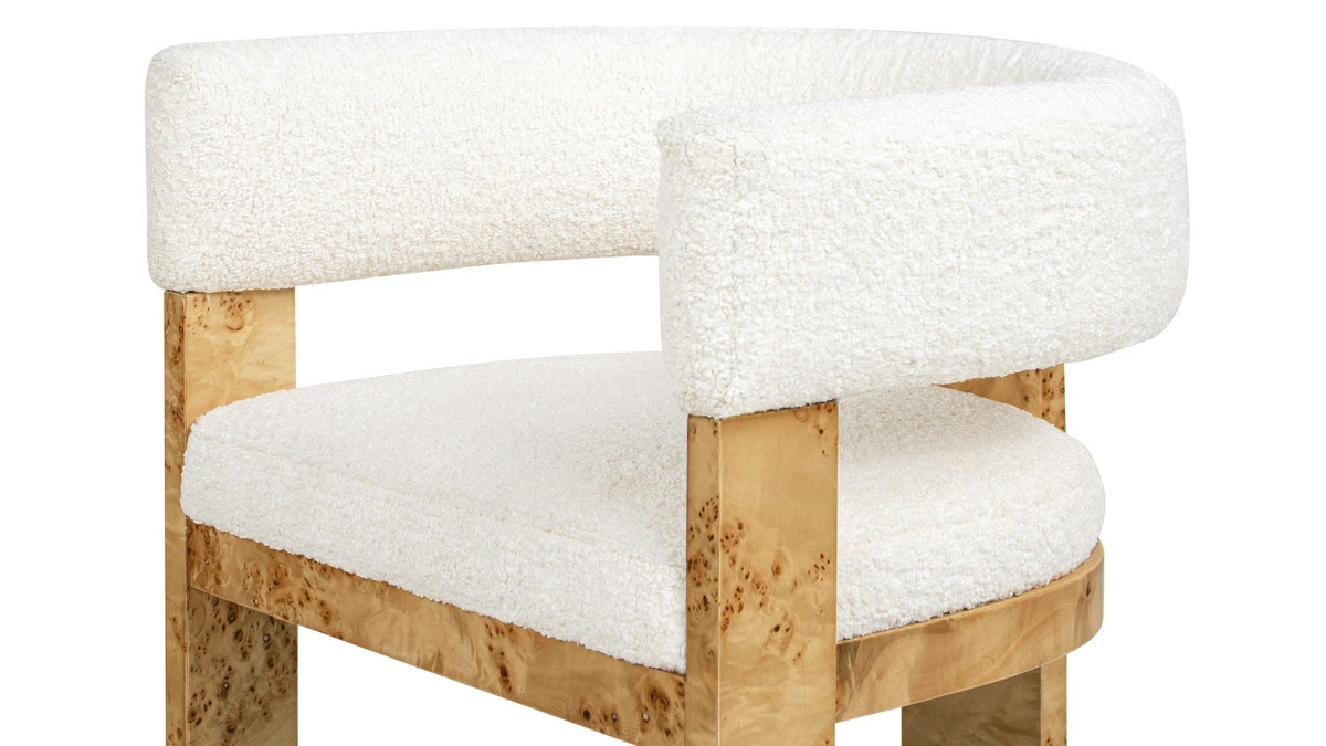 Vavona 26.5" Burl Wood Upholstered Barrel Back Counter Height Bar Stool ...