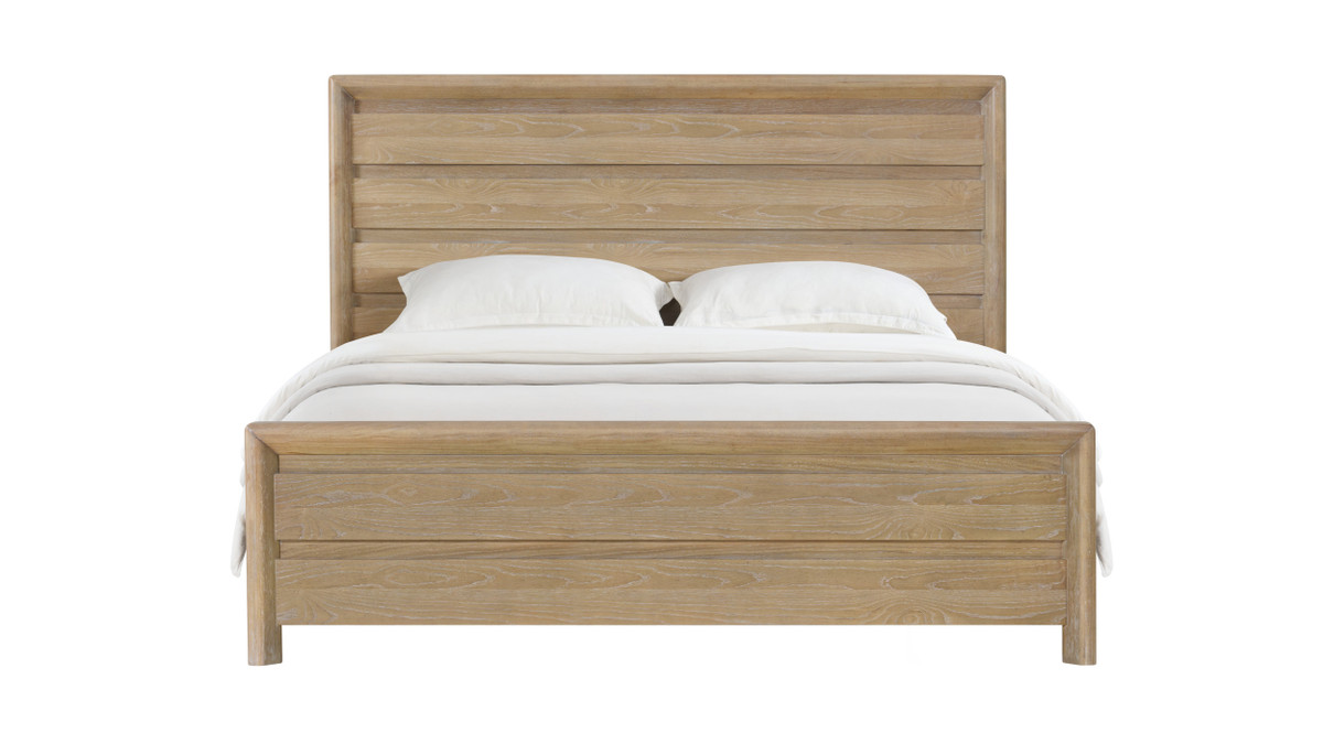 Ashford Grooved Wood Panel Bed, King, Sand Dune - Jennifer Taylor Home