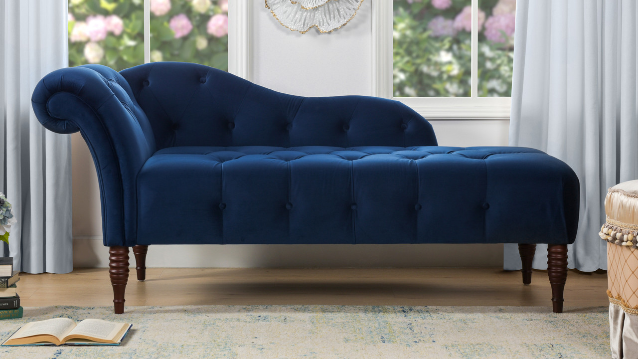 Samuel Tufted Chaise Lounge, Right Arm Facing, Navy Blue - Jennifer ...