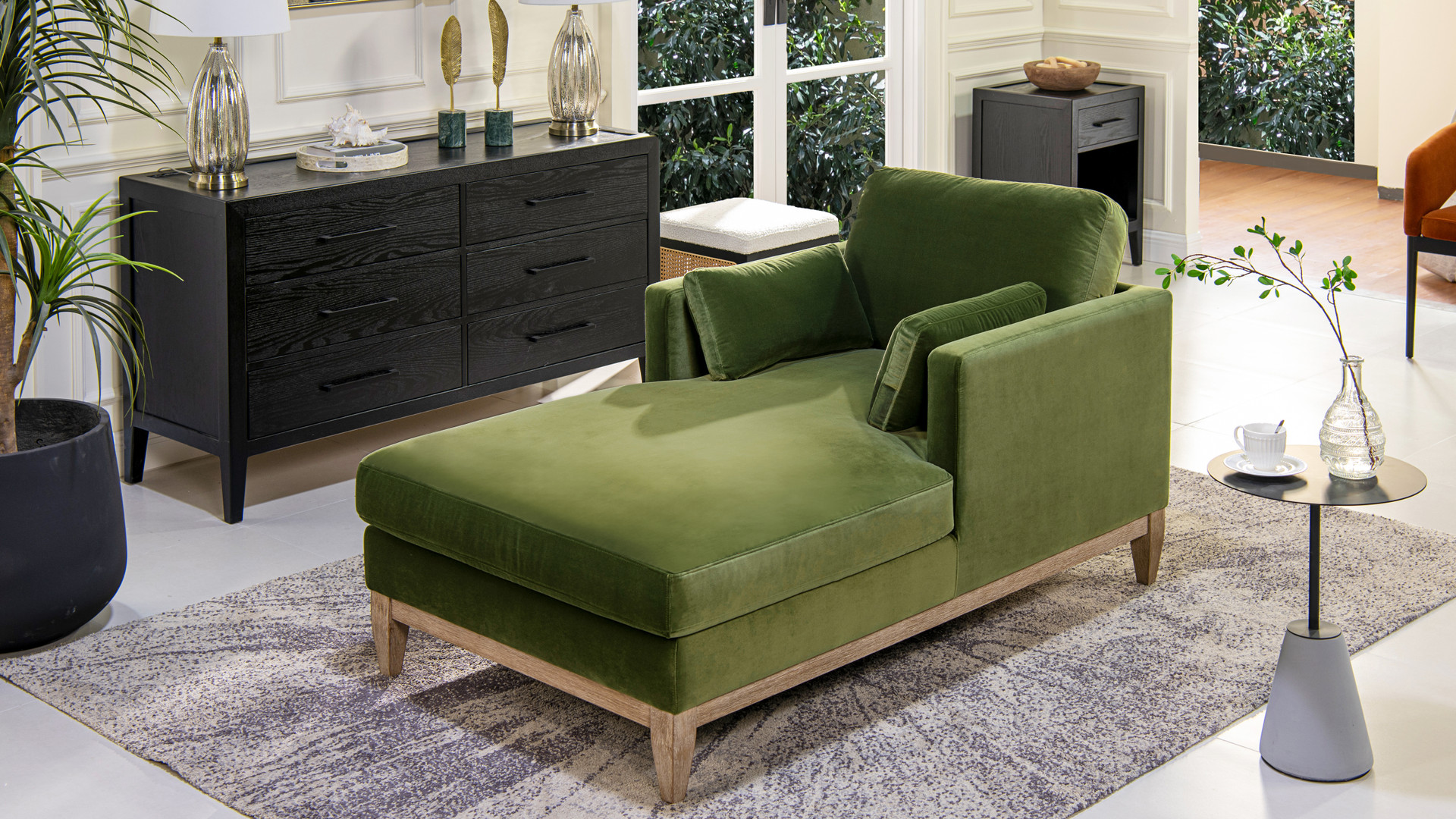Knox 65" Modern Farmhouse Chaise Lounge Chair, Olive Green - Jennifer ...