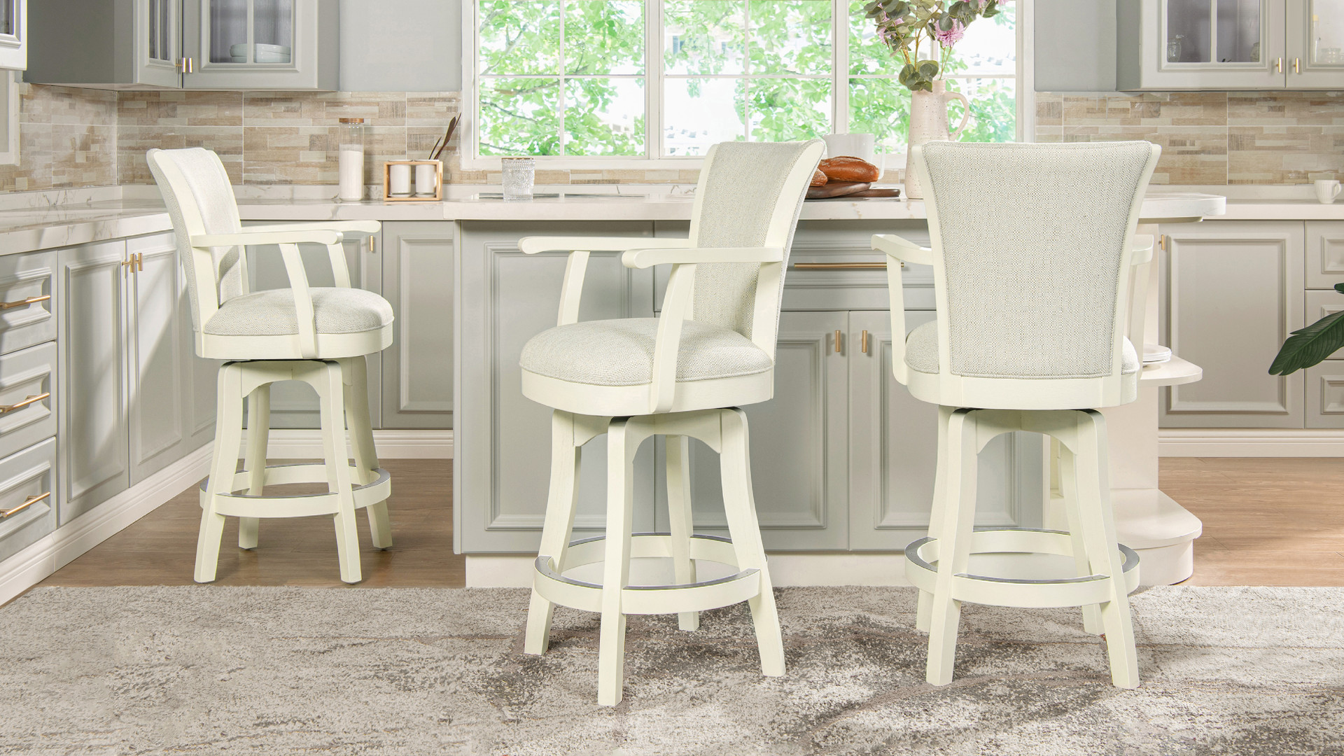 Williams 27” Swivel Counter Height Bar Stool with White Oak Wood Frame ...