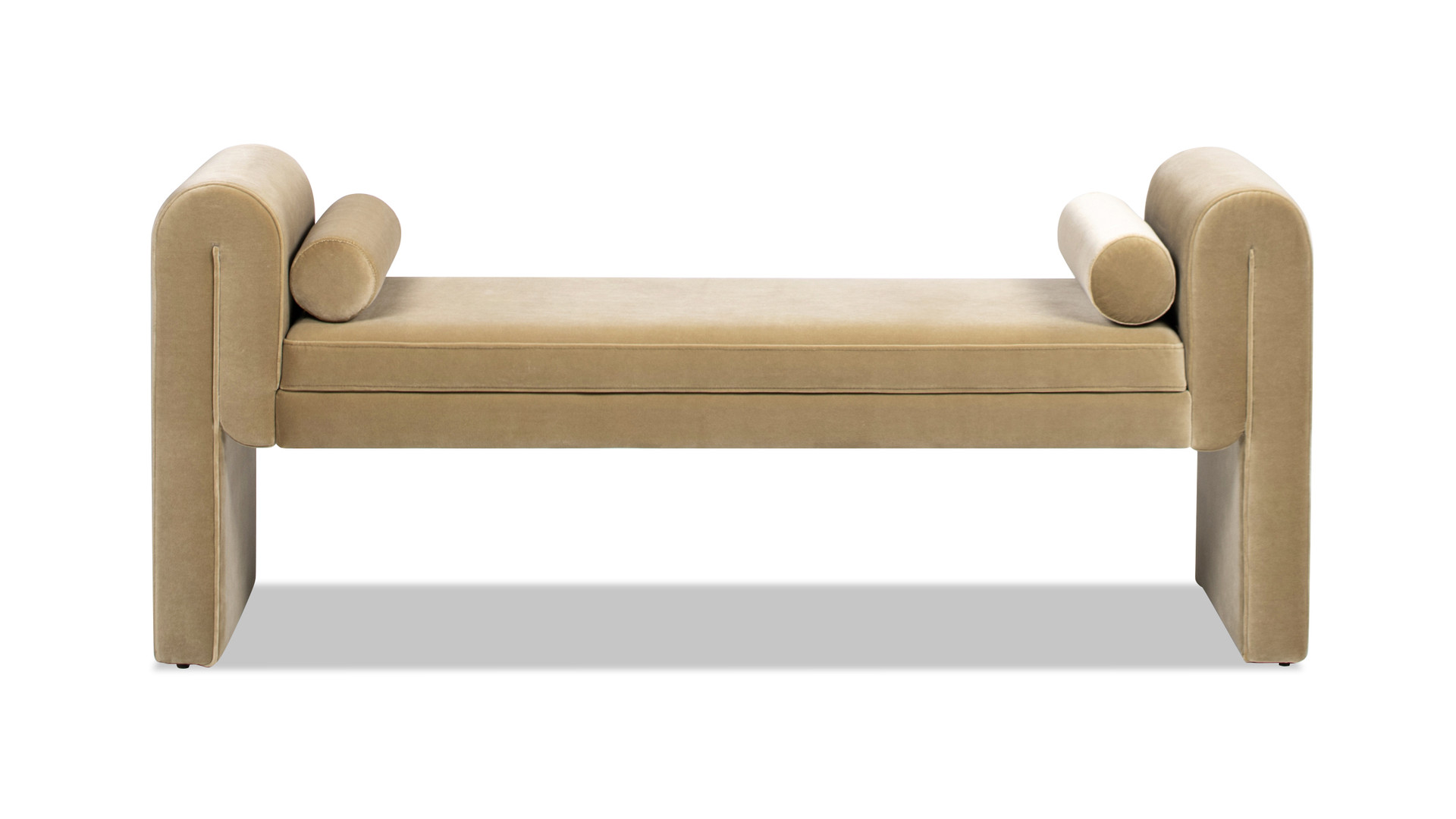 Mason 60.5" Arched Arm Bench with Bolster Pillows, Camel Brown Beige ...