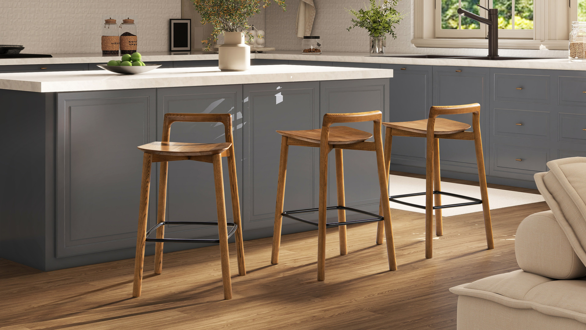 Sven 26.5" Modern Minimalist Low Back Wood Counter Stool, Dark Brown ...