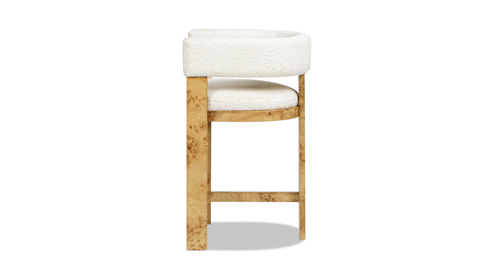 Vavona 26.5" Burl Wood Upholstered Barrel Back Counter Height Bar Stool ...
