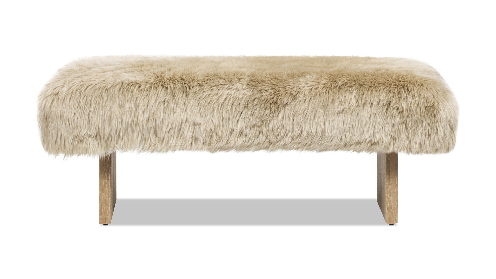 Leda 49" Sheepskin Fur Rectangular Accent Bench, Natural Blonde ...
