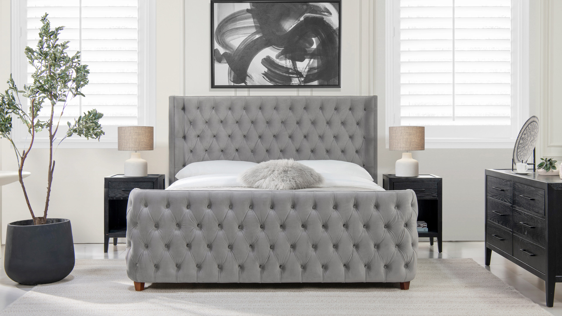Brooklyn Tufted Panel Bed Headboard and Footboard Set - Jennifer Taylor Home