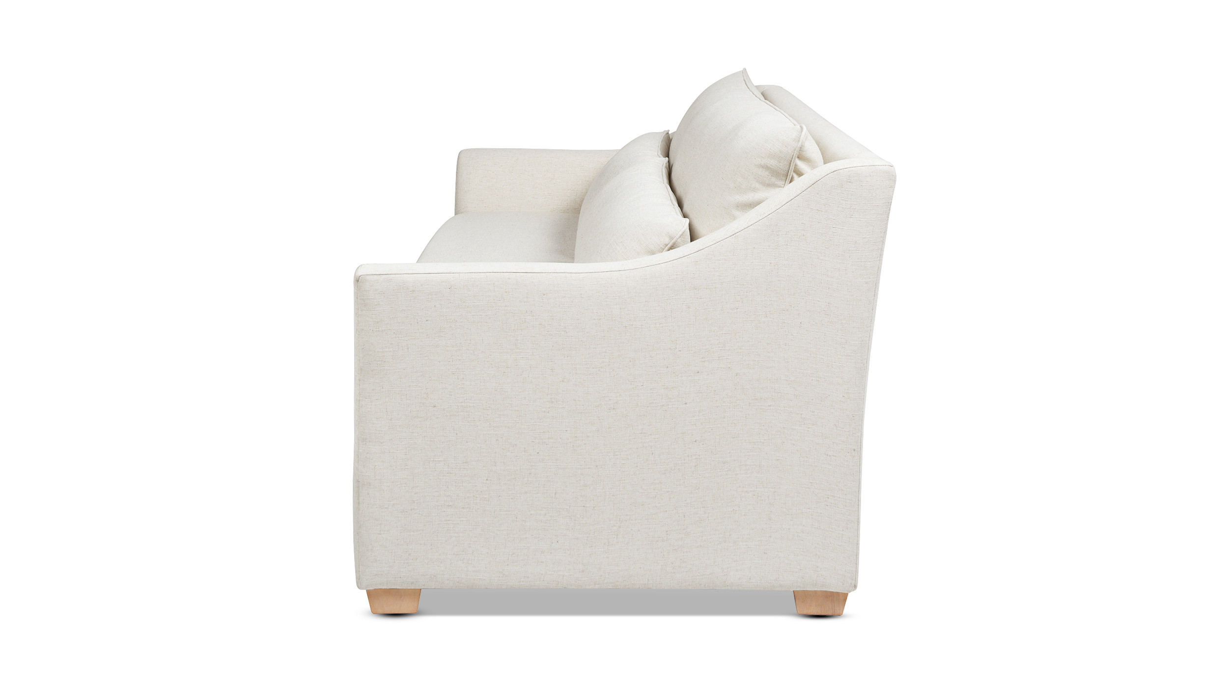 Ada 83" Flared Arm Contemporary Sofa with Lumbar Pillows, Flax White ...