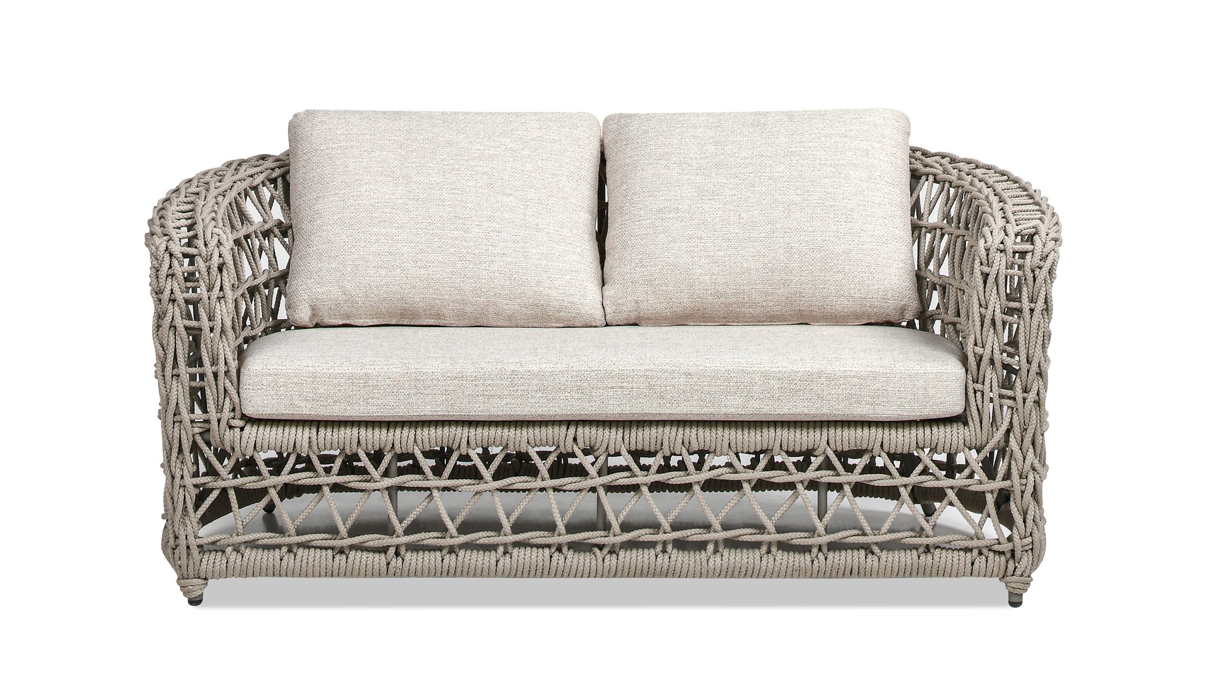 Everly 63.5 Woven Frame Barrel Deep Seating Patio Loveseat Sofa Oat Beige