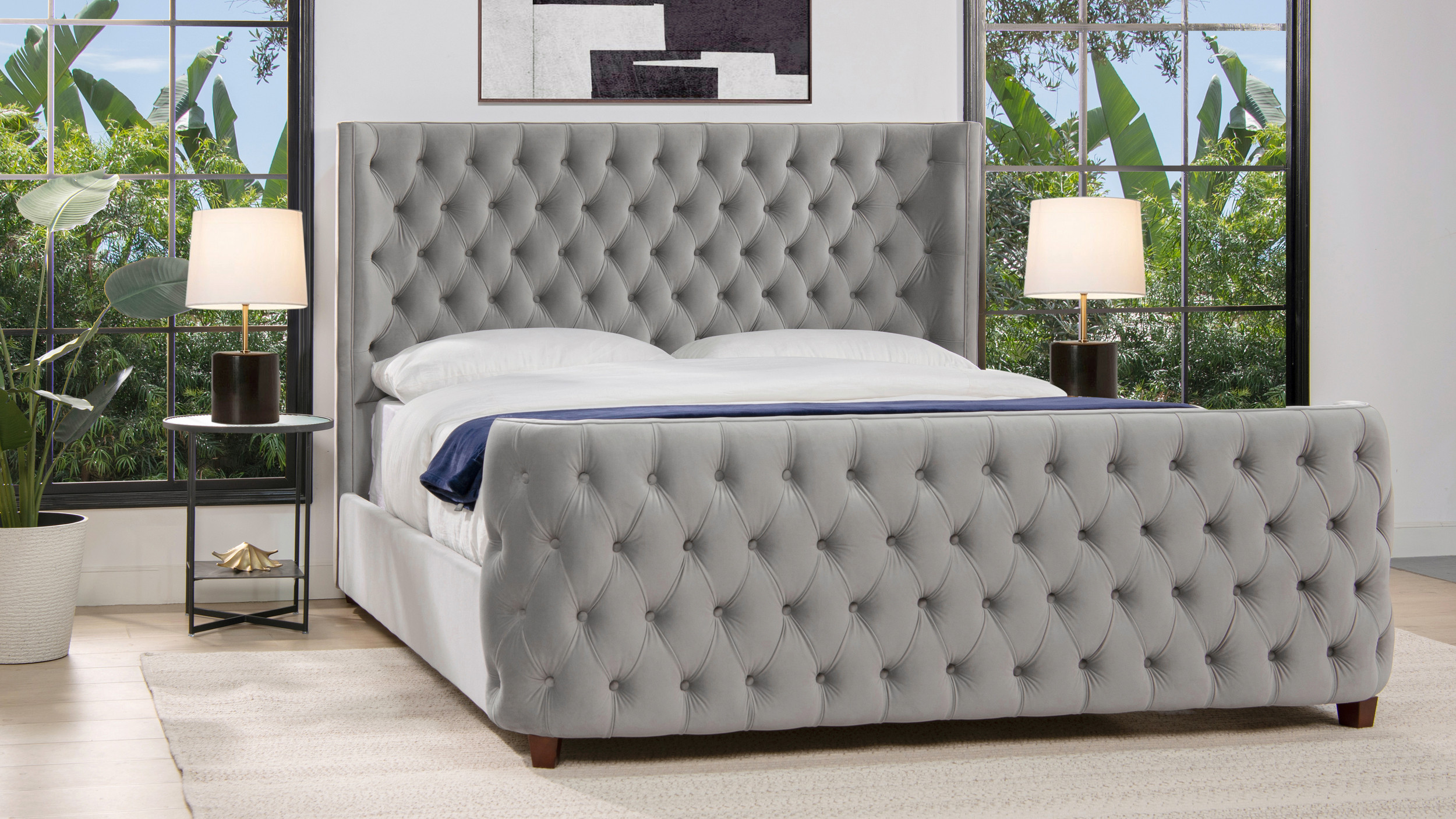 Brooklyn Tufted Panel Bed Headboard and Footboard Set - Jennifer Taylor Home