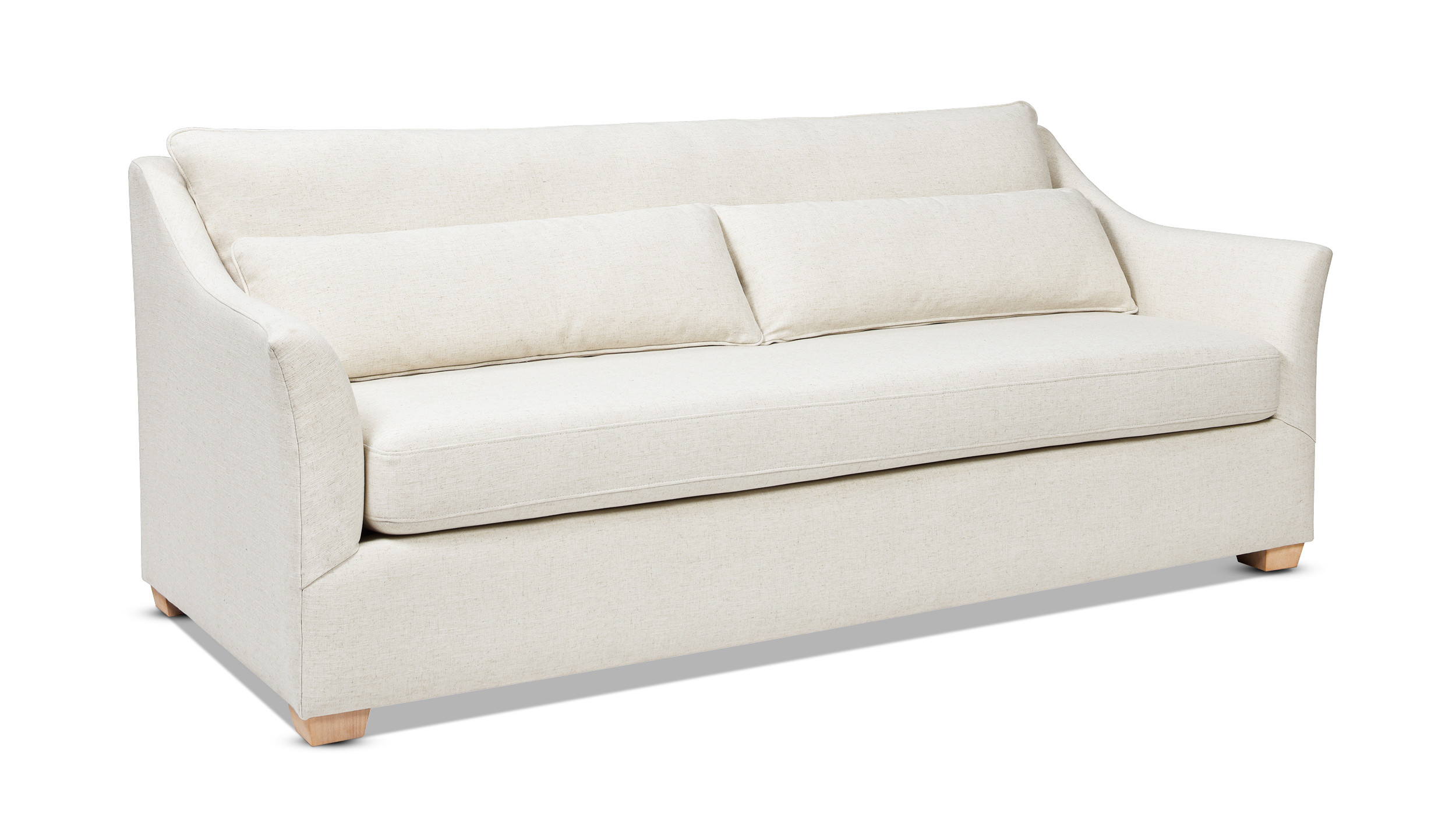 Ada 83" Flared Arm Contemporary Sofa with Lumbar Pillows, Flax White ...