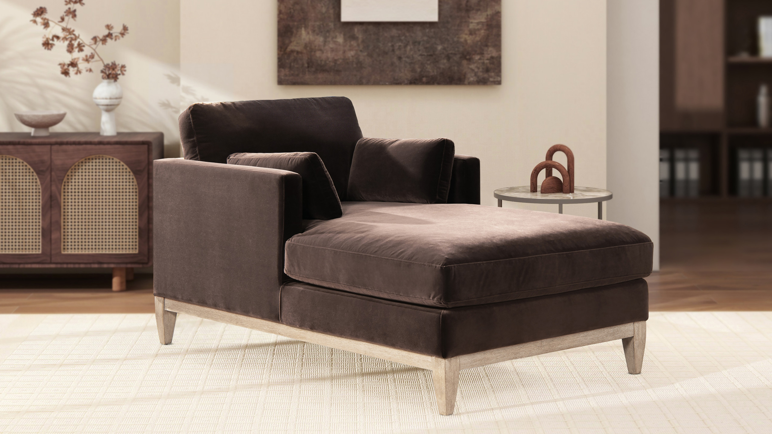 Knox 65" Modern Farmhouse Chaise Lounge Chair, Deep Brown - Jennifer ...