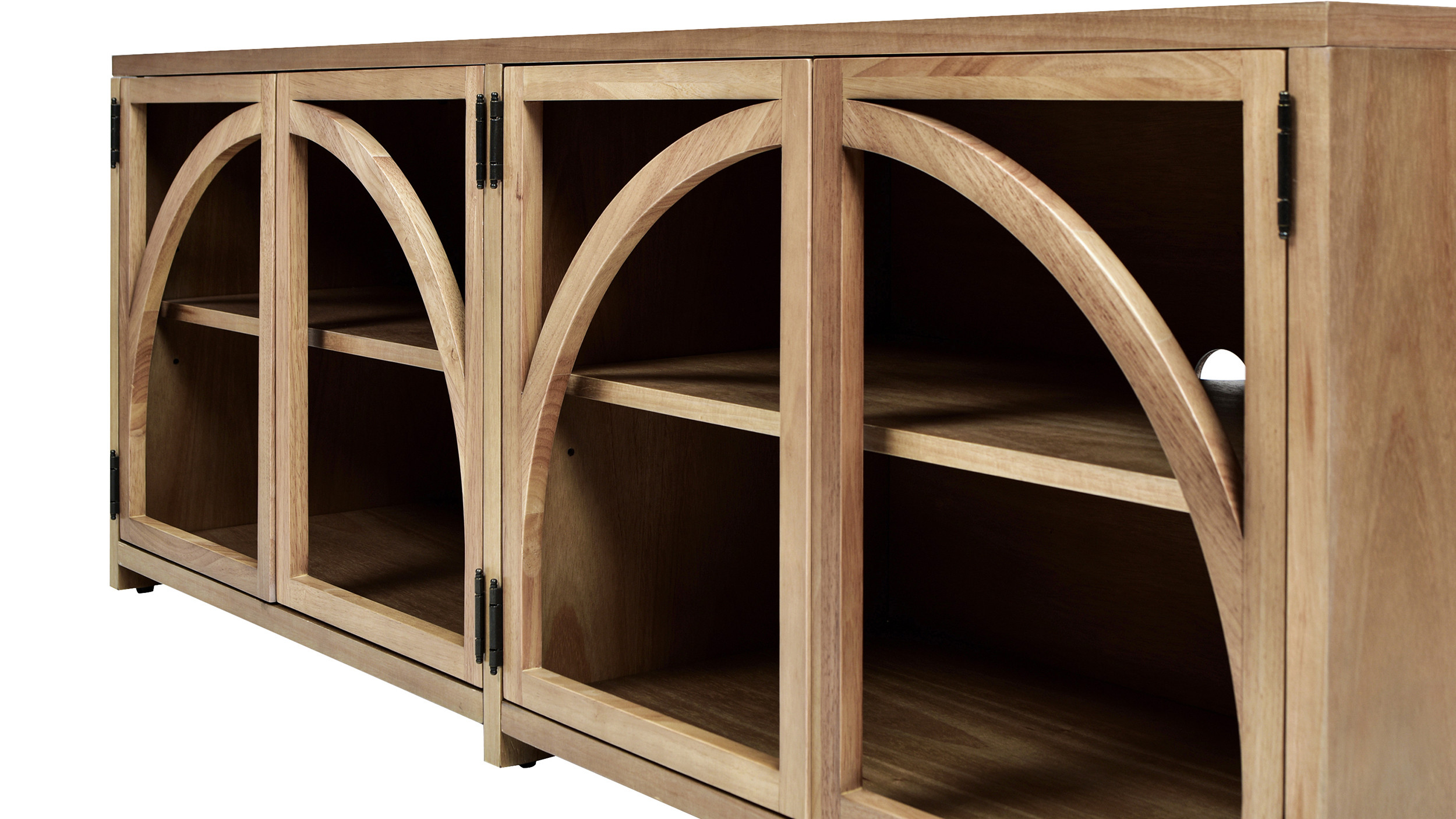 Oliver 65" Arched Front Open Shelf TV Stand Media Cabinet, Natural ...