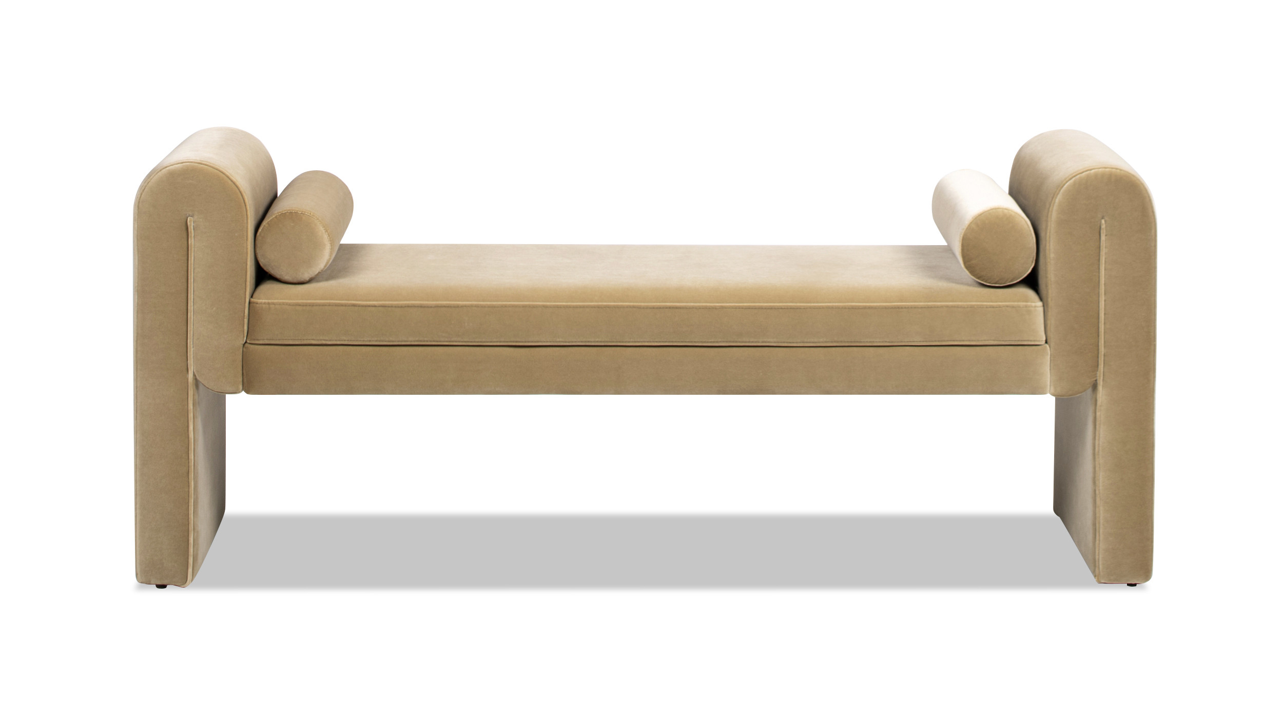 Mason 60.5" Arched Arm Bench with Bolster Pillows, Camel Brown Beige ...