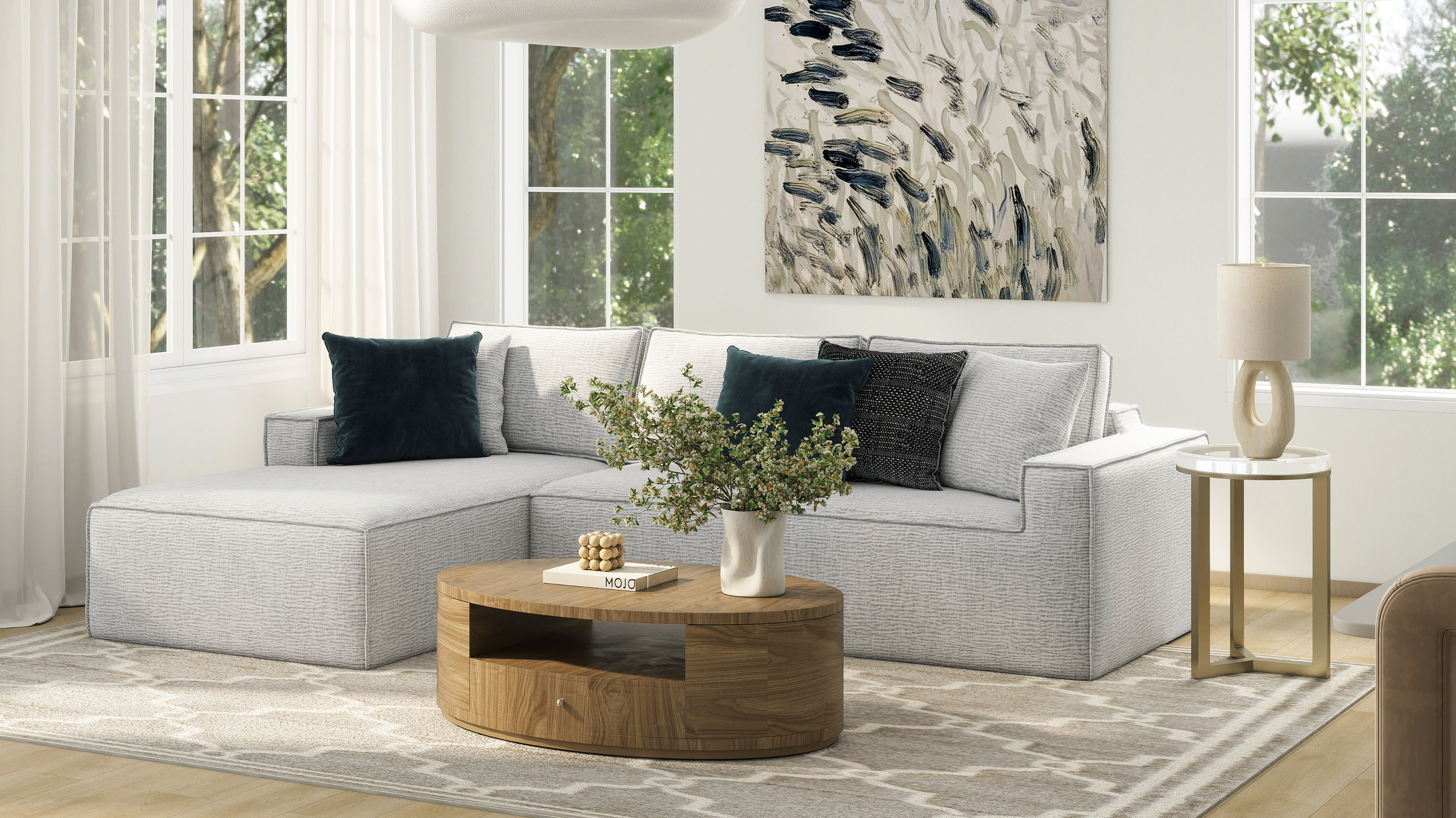 Brenley 110.5" LAF Sofa-in-a-Box Sectional Sofa, Ash Gray - Jennifer ...
