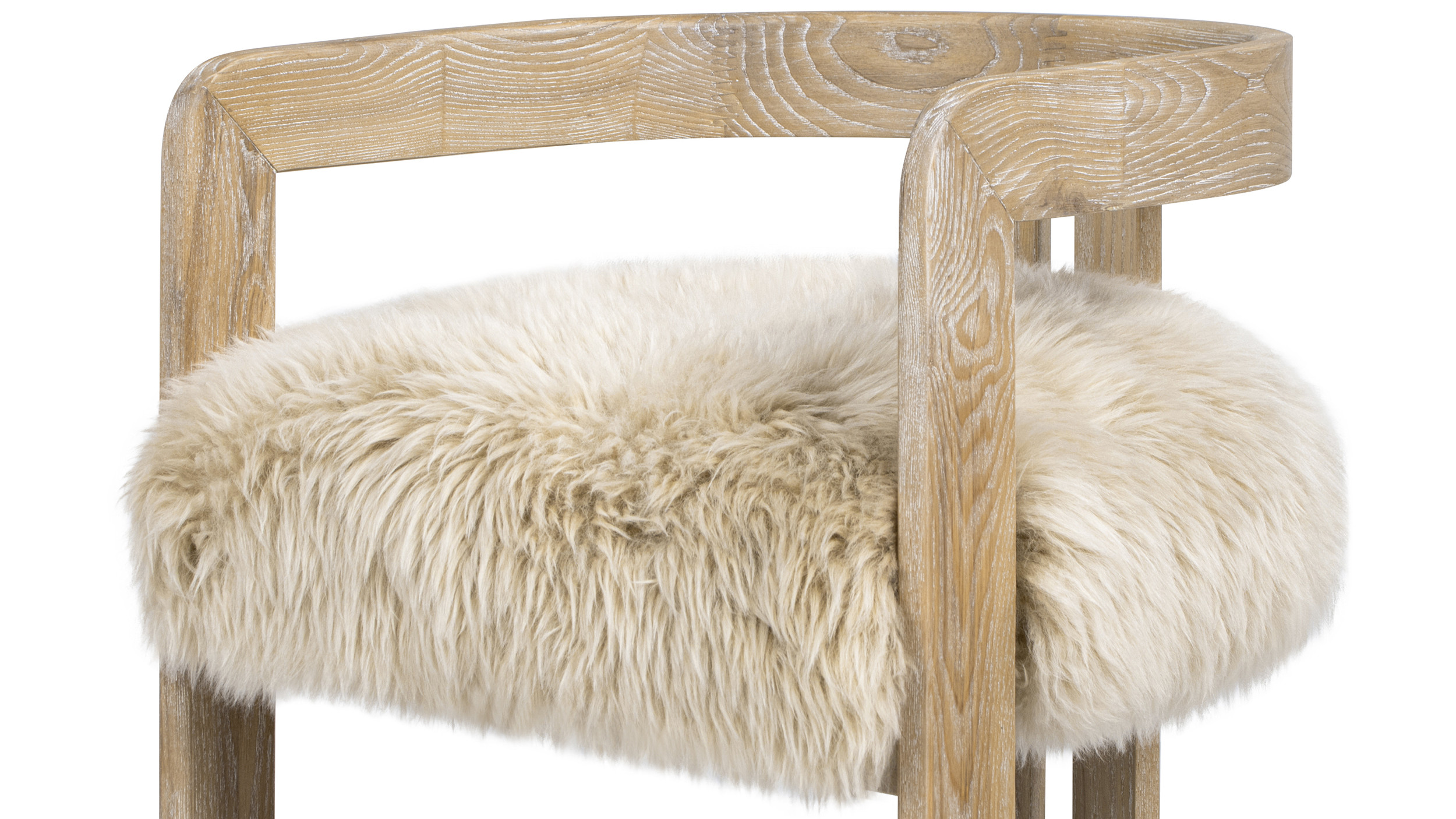 Millwick 26.5" Low Back Genuine Fur Counter Stool, Natural Blonde ...