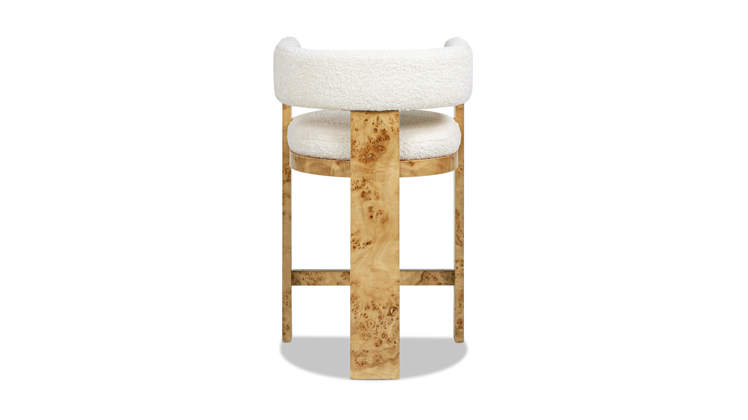 Vavona 26.5" Burl Wood Upholstered Barrel Back Counter Height Bar Stool ...