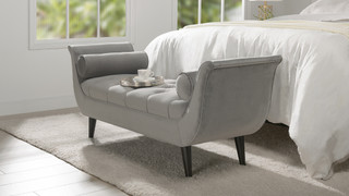 Alma Tufted Entryway Bench, Opal Grey - Jennifer Taylor Home